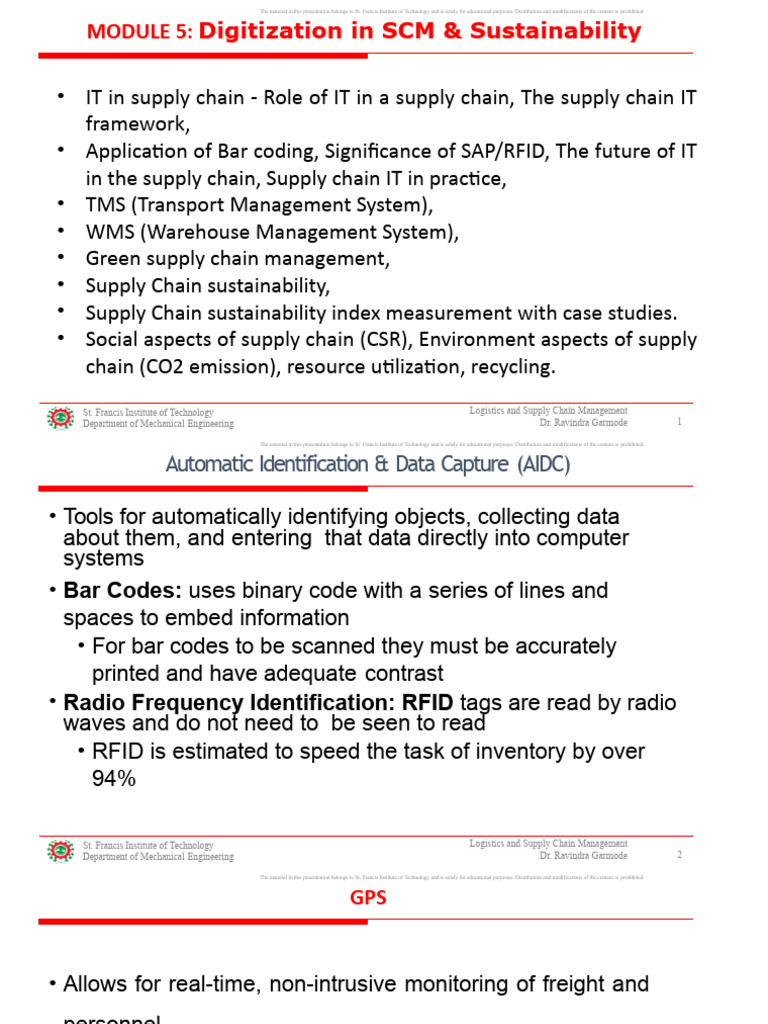Module 5 Digitization in Supply Chain Management and Sustainability ...