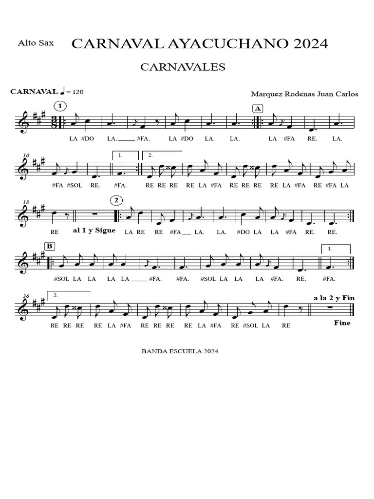 Saxo - Carnavales Ayacuchanos | PDF