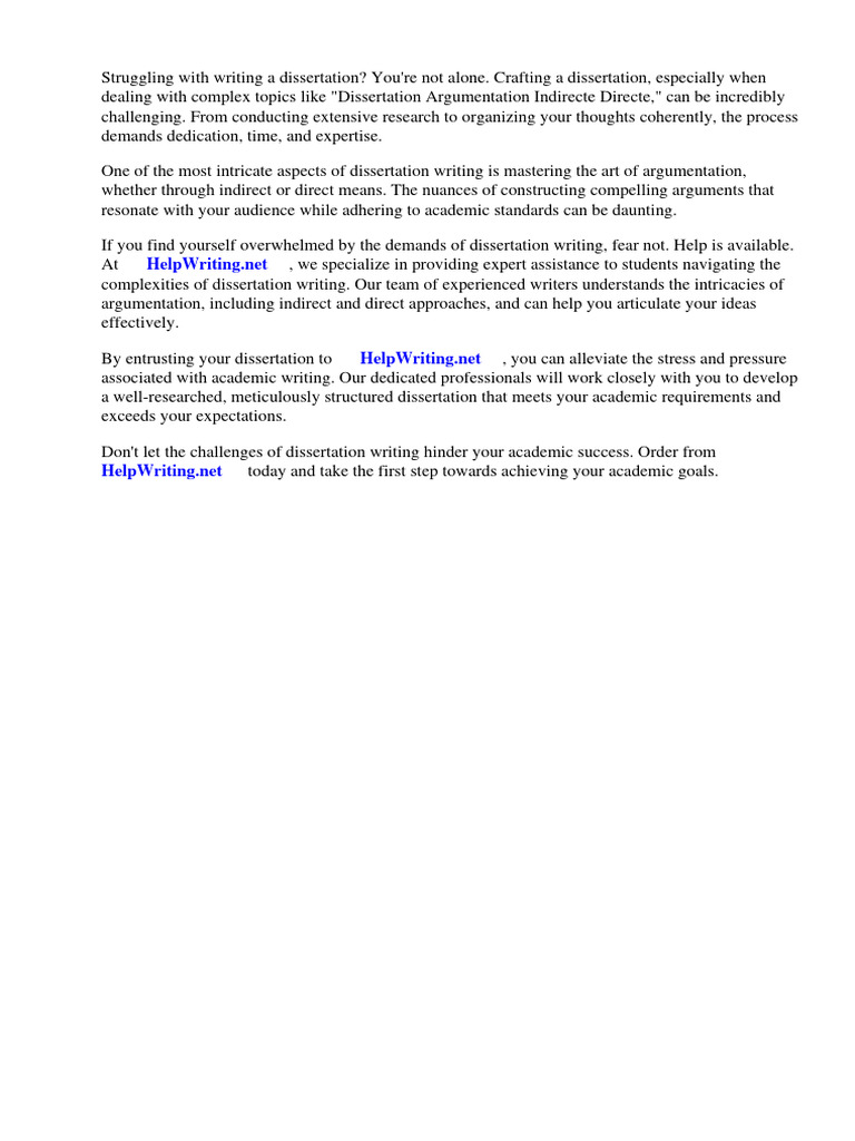 Dissertation Argumentation Indirecte Directe | PDF | Thesis | Essays