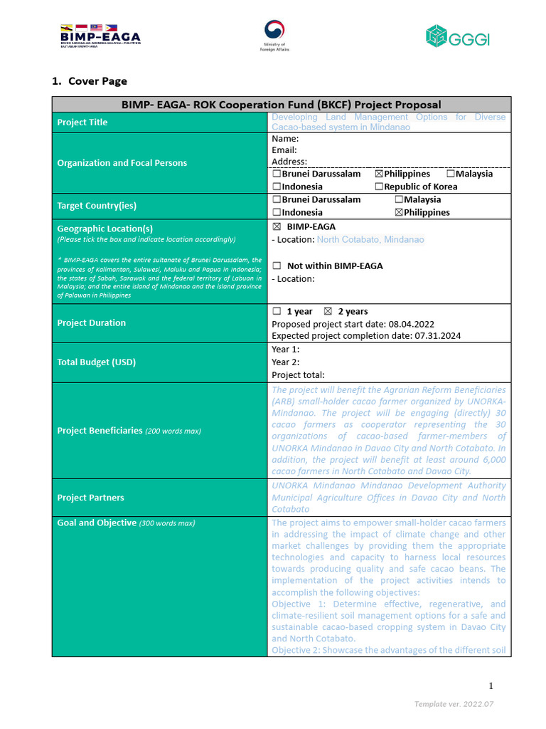 BKCF Proposal Template Sample | PDF | Cocoa Bean | Agriculture