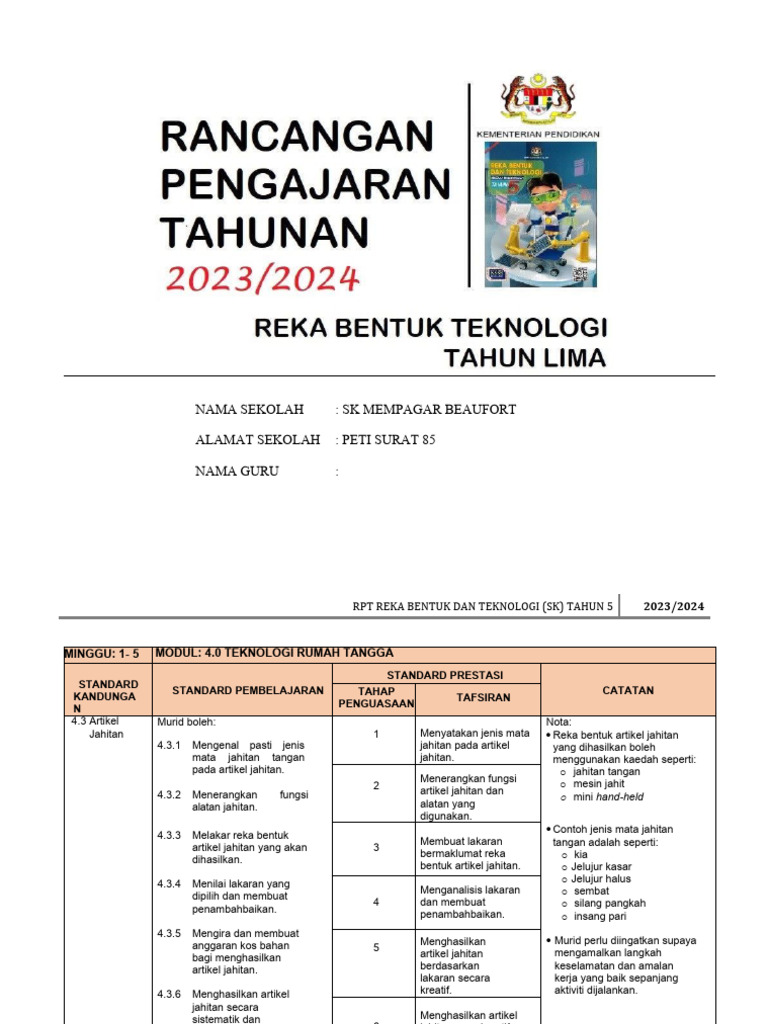 RPT RBT THN 5 | PDF