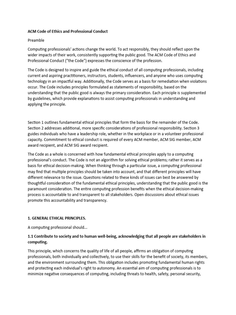 Code of Ethics and Professional Conduct Group 3 | PDF | Privacy ...