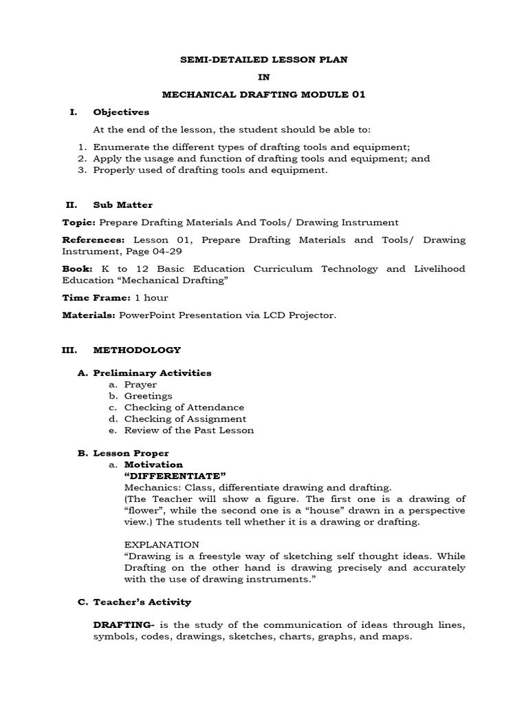 Midterm Lesson Plan | PDF | Drawing | Technical Drawing