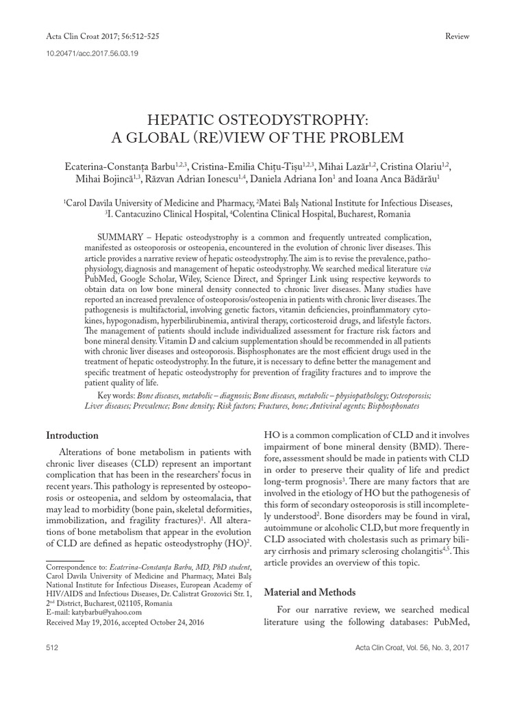 Hepatic Osteodystrophy Mechanism | PDF | Osteoporosis | Hormone ...