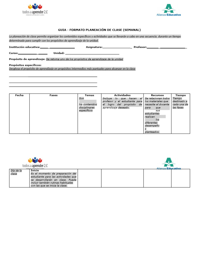 Planeación Semanal de Clases Eficaz | PDF | Maestros | Aprendizaje