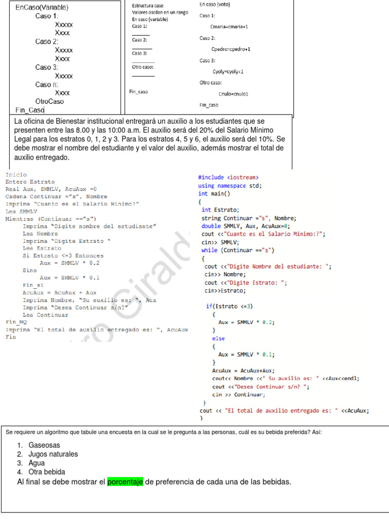 Ciclo Mientras y Selector Múltiple Final | PDF