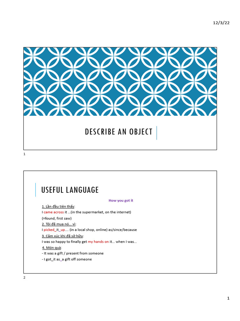 Useful Language for Describing Objects | PDF