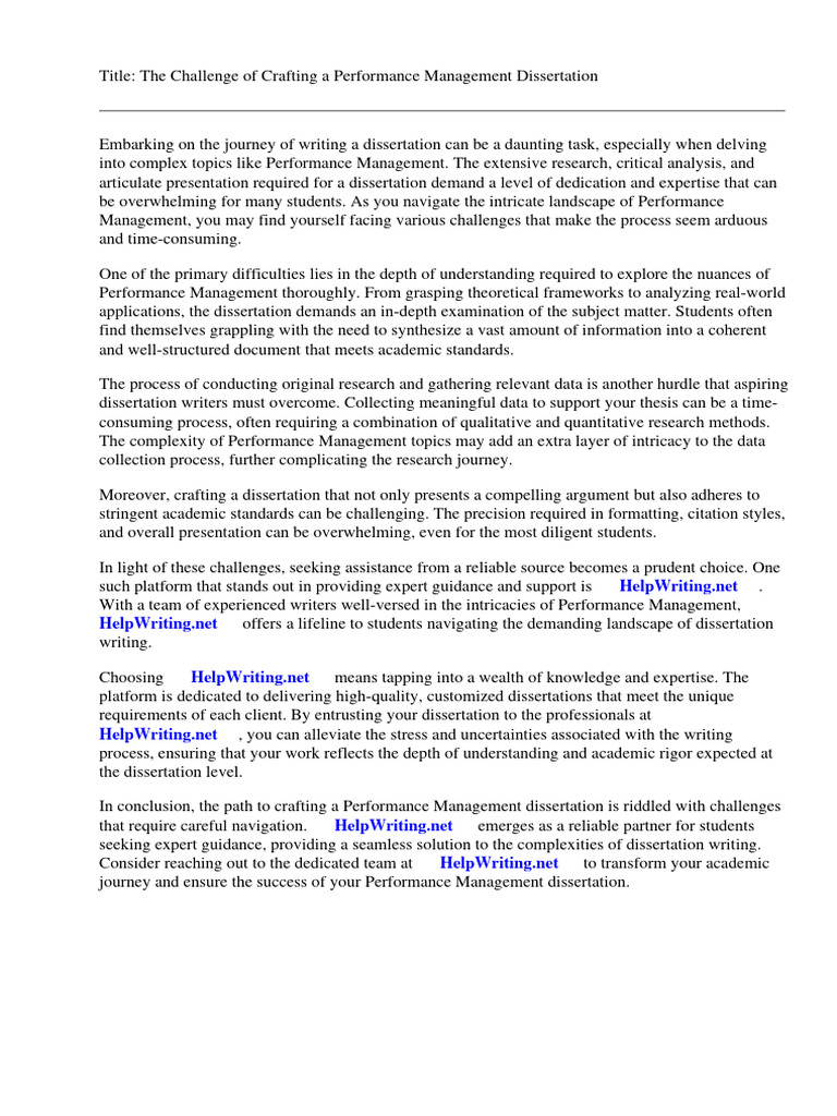 Performance Management Dissertation Ideas | PDF | Motivation | Motivational