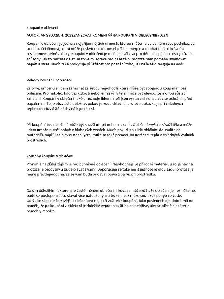 Koupani V Obleceni | PDF