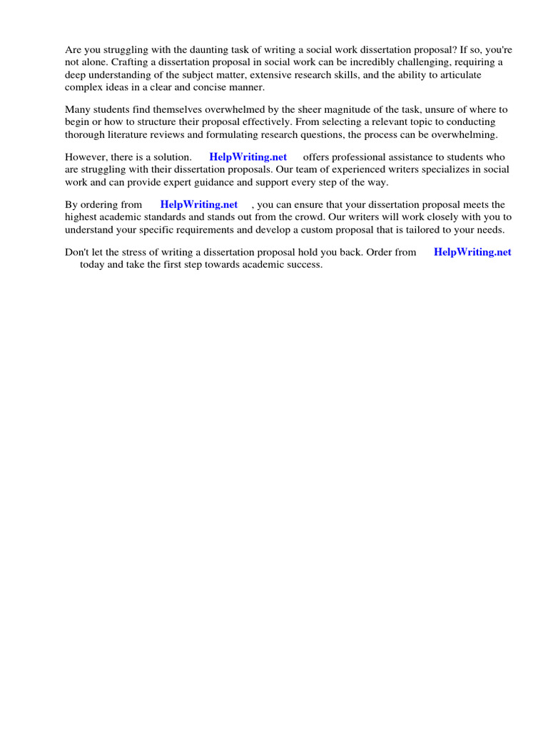 Social Work Dissertation Proposal Sample | PDF | Thesis | Methodology