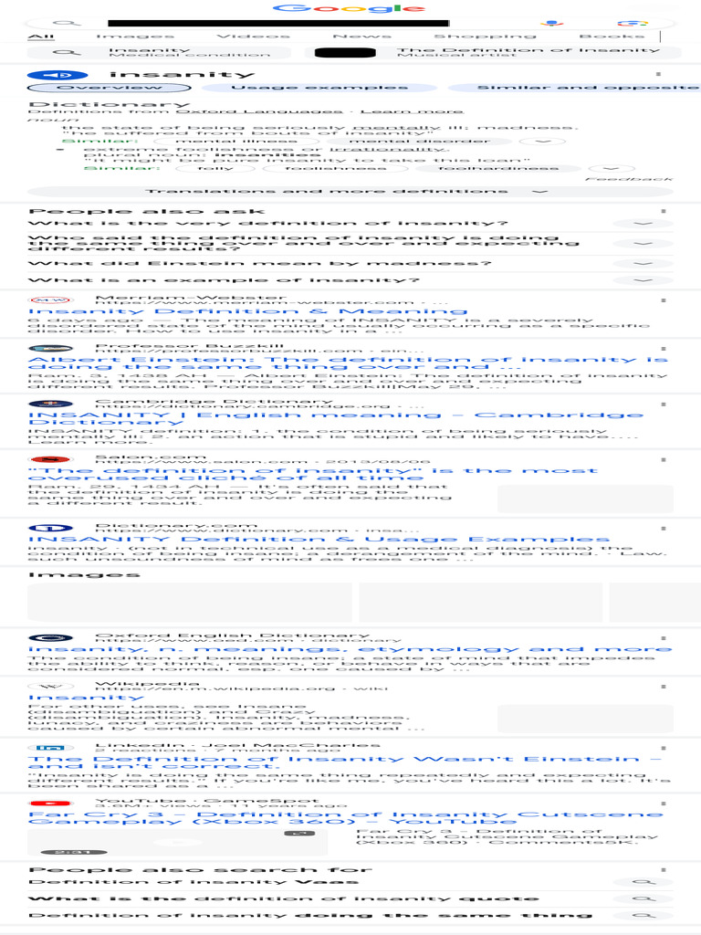 Definition of Insanity - Google Search | PDF | Insanity | Mental Health