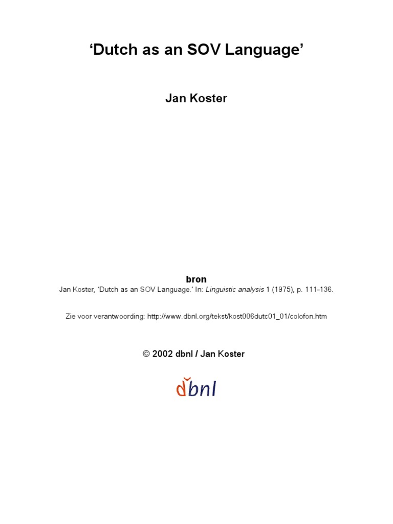 Dutch As An SOV Language | PDF | Clause | Syntax
