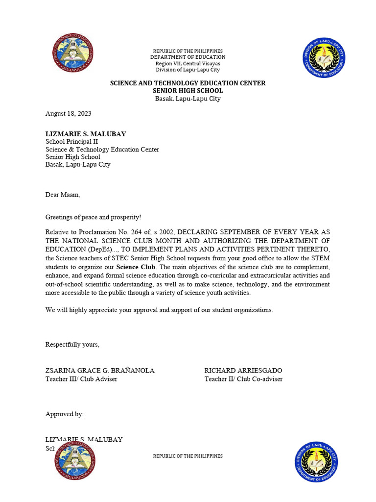 Science Club Letter | PDF | Science