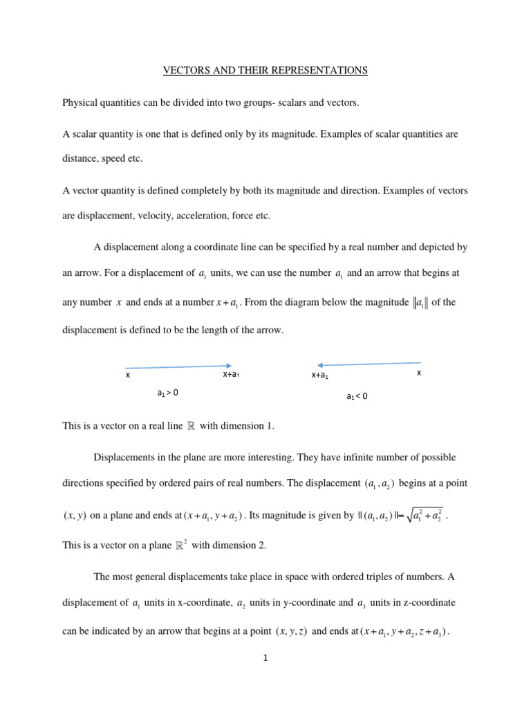 Vectors and Their Representation1 - 091636 | PDF | Euclidean Vector | Geometry
