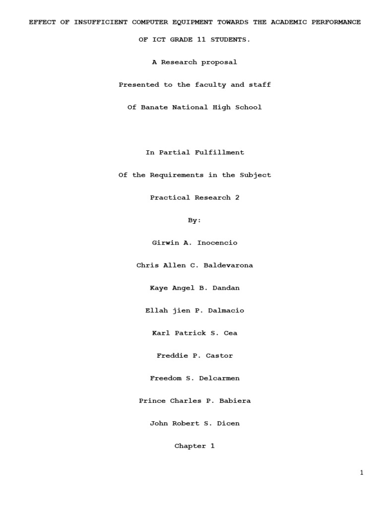 Effect of Insufficient Computer Equipment Toward The Grade 11 ICT ...