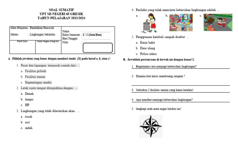 Soal Sumatif Pendidikan Pancasila Bab 4b Lingkungan Sekitar | PDF