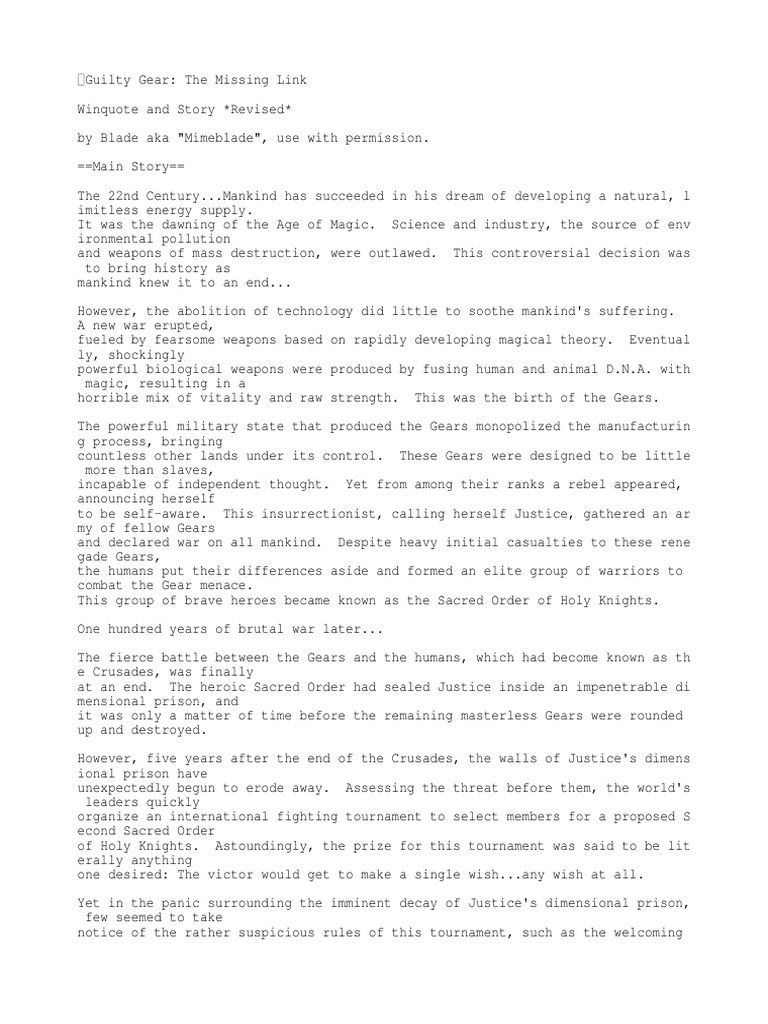 Guilty Gear Missing Link Manual Description | PDF