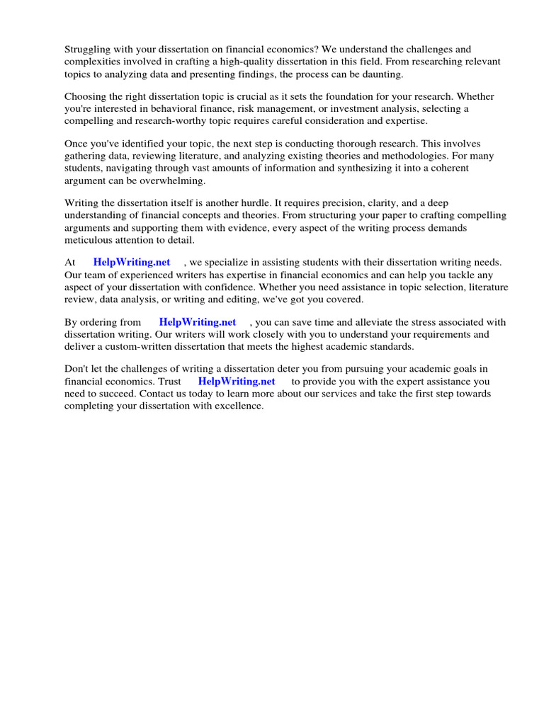 Dissertation Topics For Financial Economics | PDF | Economics | Thesis