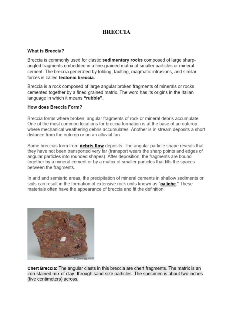 BRECCIA | PDF | Clastic Rock | Sedimentary Rock