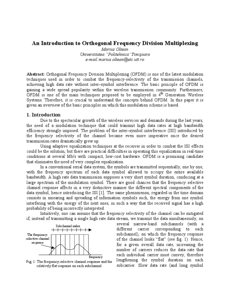An Introduction To Orthogonal Frequency Division Multiplexing | PDF