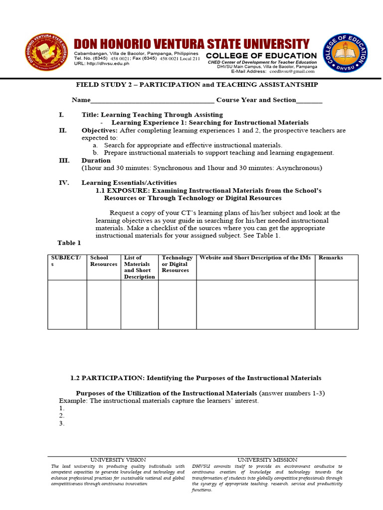 FS2 Learning Experience 1 | PDF | Learning | Teachers