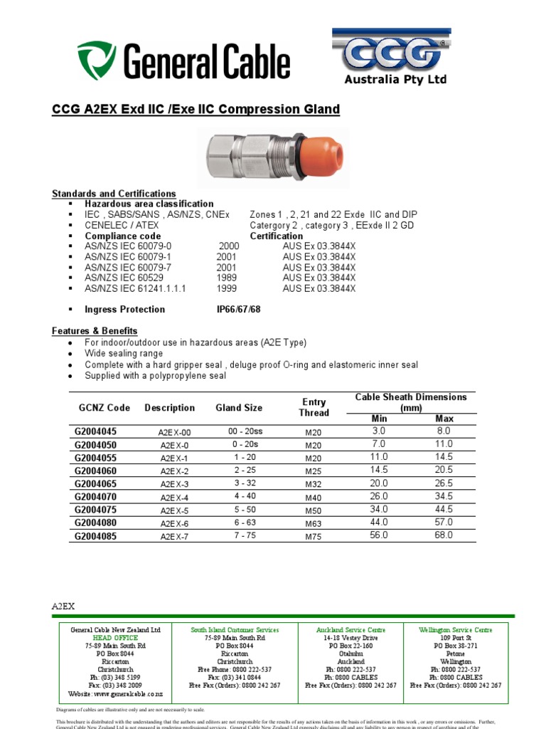 CCG A2EX Exd IIC /exe IIC Compression Gland | PDF