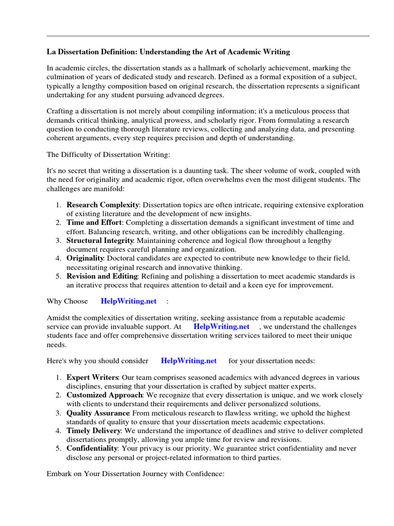 La Dissertation Definition | PDF | Thesis | Science