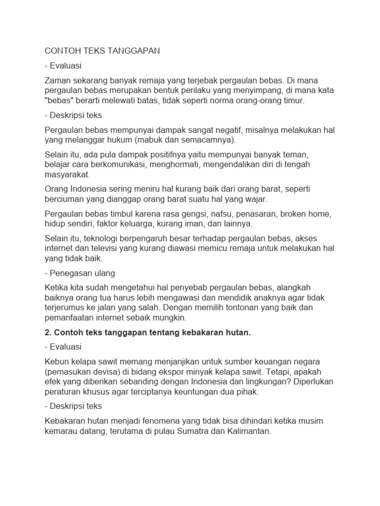 Contoh Teks Tanggapan | PDF