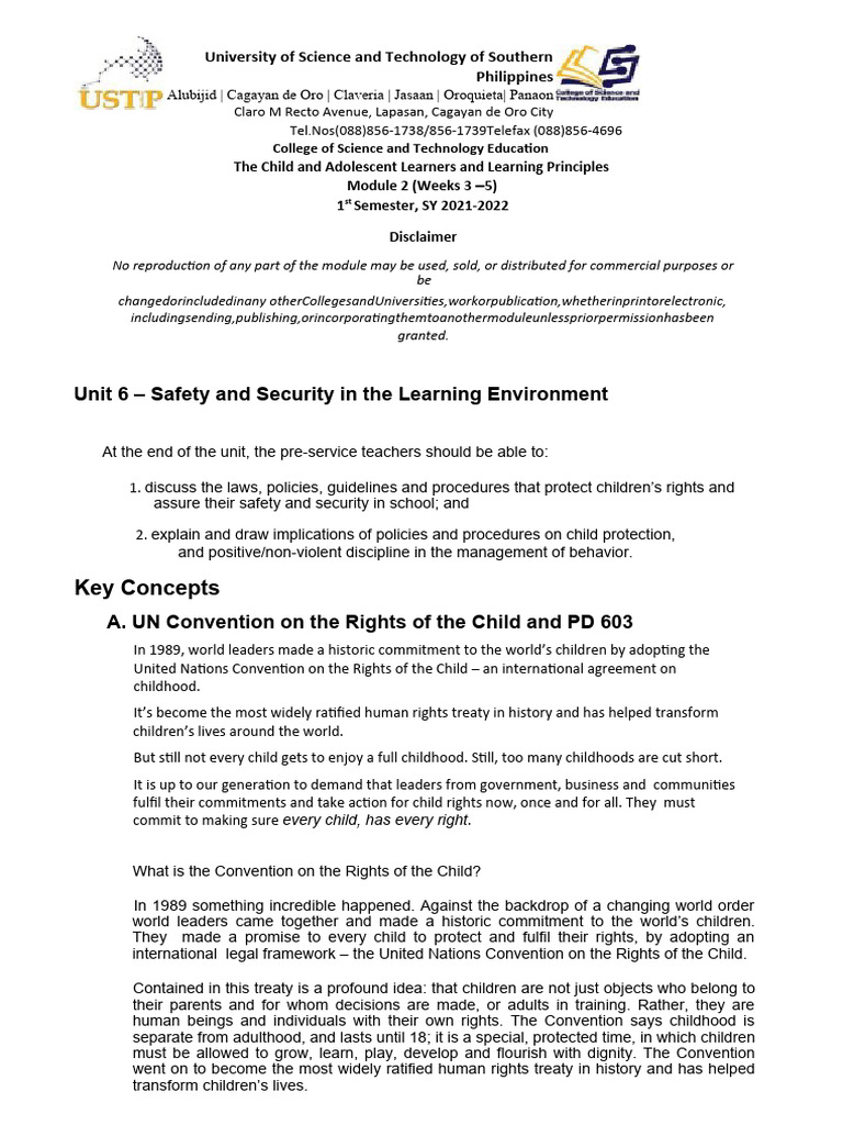 Safety and Security in Learning Environments | PDF | Child Abuse ...