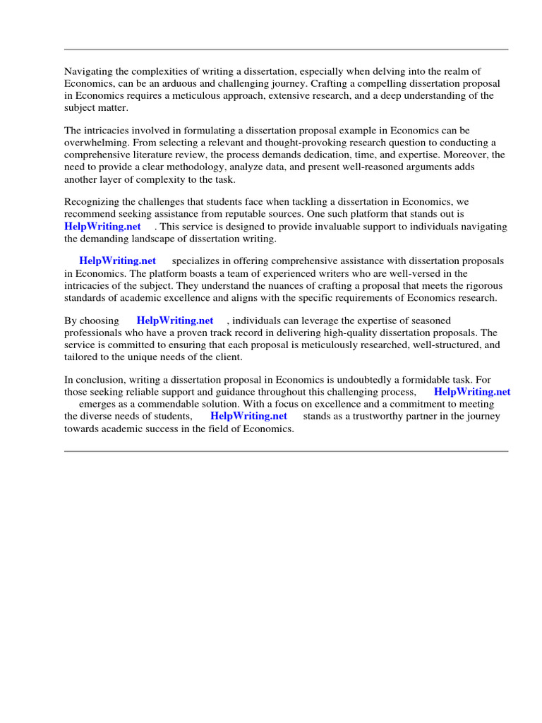 Dissertation Proposal Example Economics | PDF | Thesis | Economics