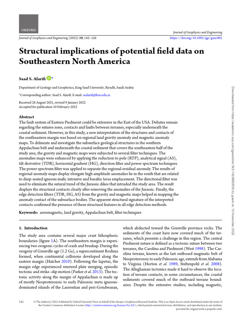 Structural Implications of Potential Field Data On | PDF | Geology