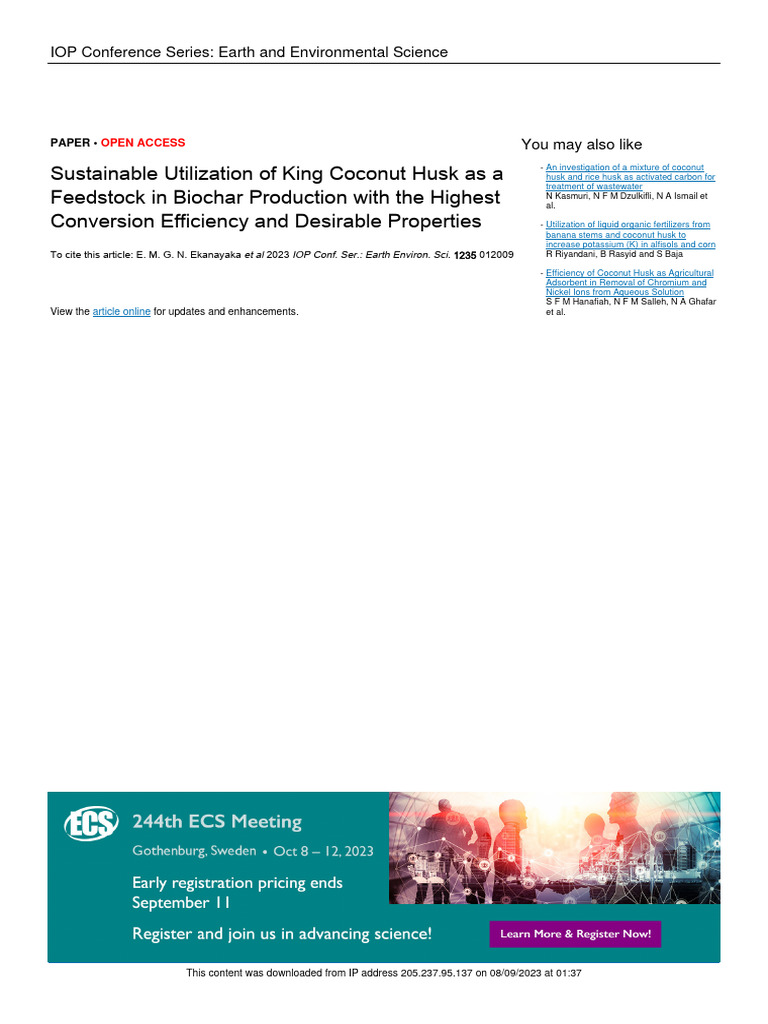 King Coconut Husk Biochar Production | PDF | Pyrolysis | Soil