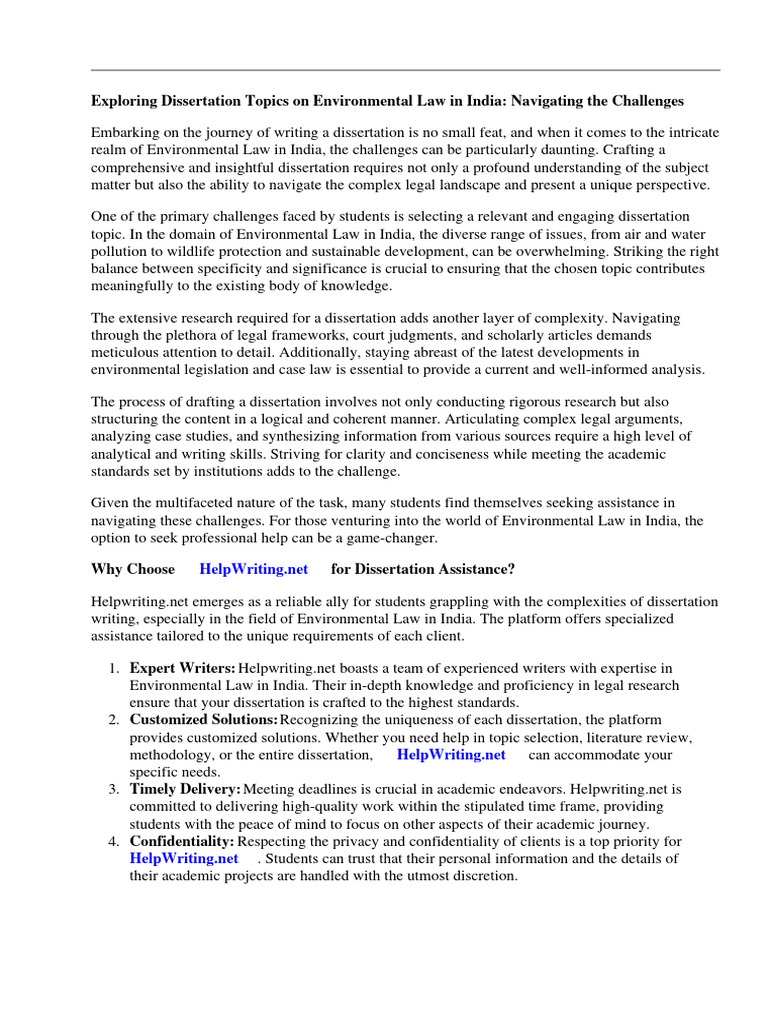 Dissertation Topics On Environmental Law in India | PDF | Environmental ...
