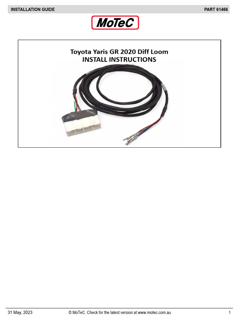 Toyota Yaris GR 2020 Diff Loom - Installation Guide | PDF