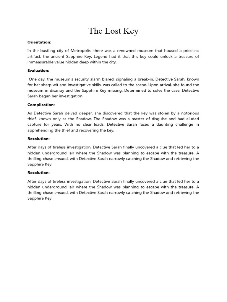 The Lost Key Story English | PDF | Young Adult