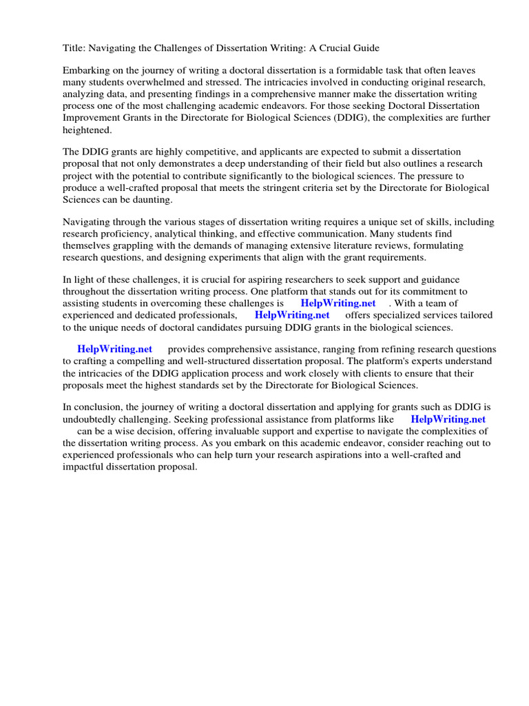 Doctoral Dissertation Improvement Grants in The Directorate For ...