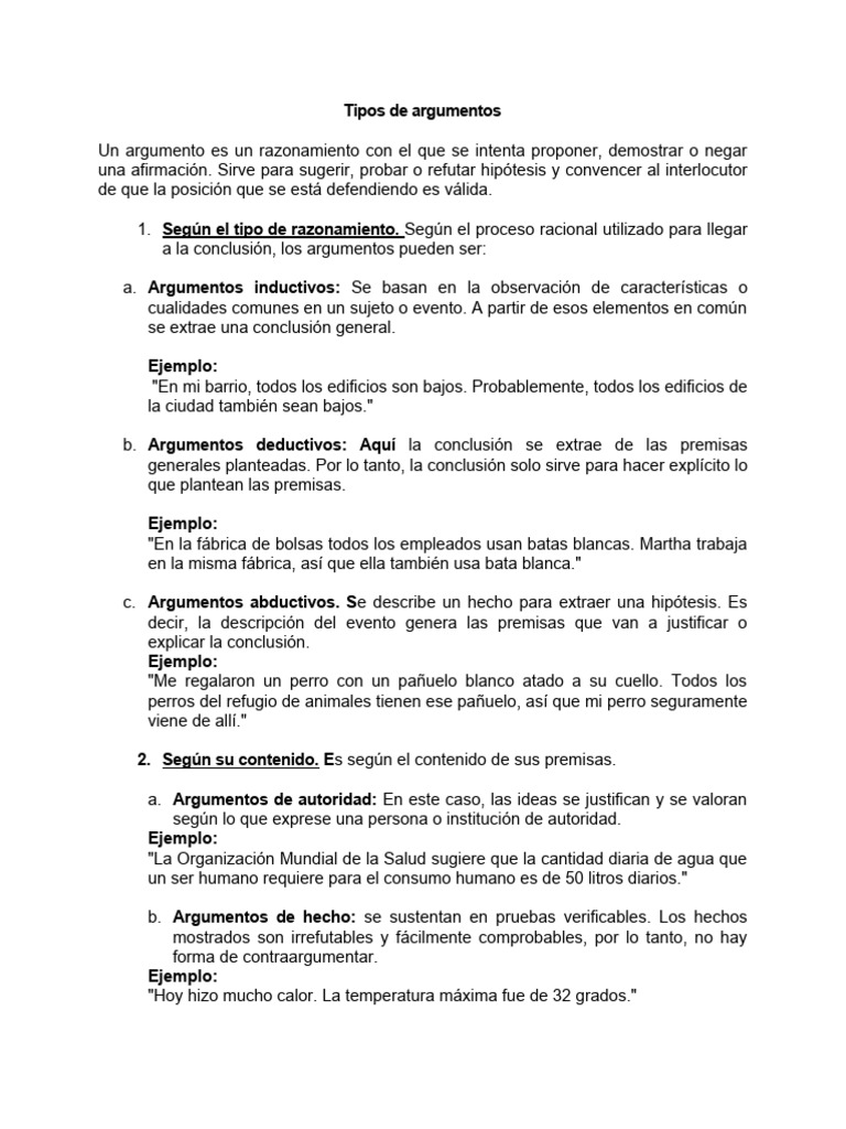 Tipos de Argumentos-1 | PDF | Argumento | Razón