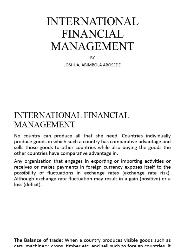 International Financial Management | PDF | Exchange Rate | Balance Of ...