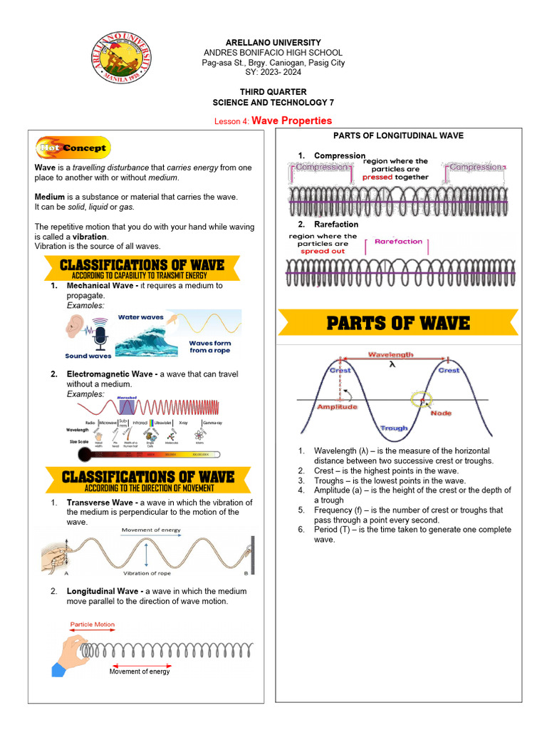 Lesson 4 Wave Properties - Students | PDF | Waves | Electromagnetic ...