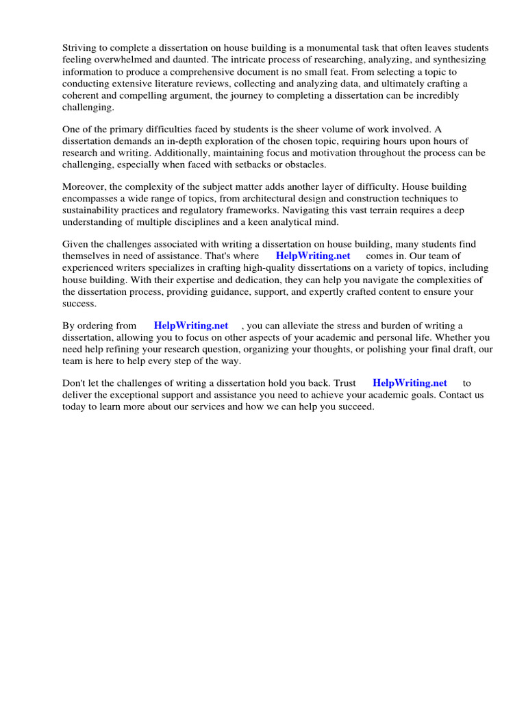 House Building Dissertation | PDF | Thesis | Essays