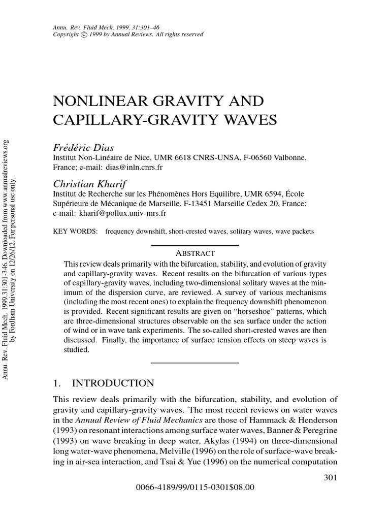 Nonlinear Gravity and Capillary-Gravity Waves | PDF | Waves | Fluid Dynamics