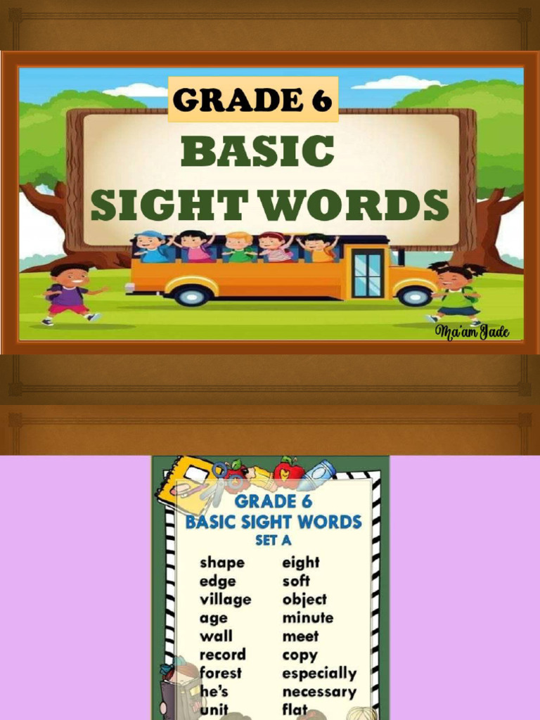 G6 PPT Basic Sight Words | PDF