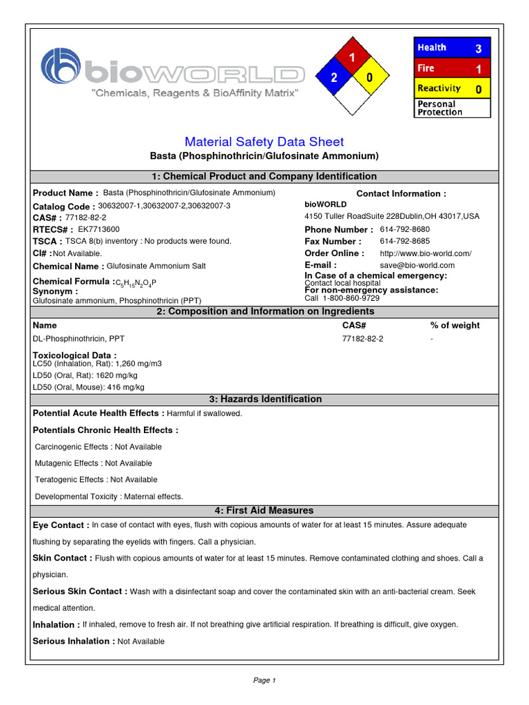 MSDS Basta | PDF | Toxicity | Fires