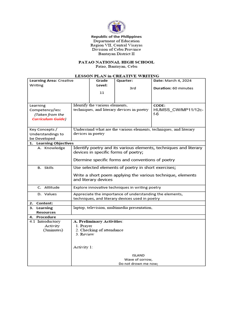 Creative Writing LP 4 | PDF | Poetry | Cognition