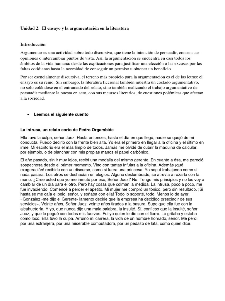 Unidad 2 - Ensayo y Argumentacion | PDF | Causalidad | Argumento