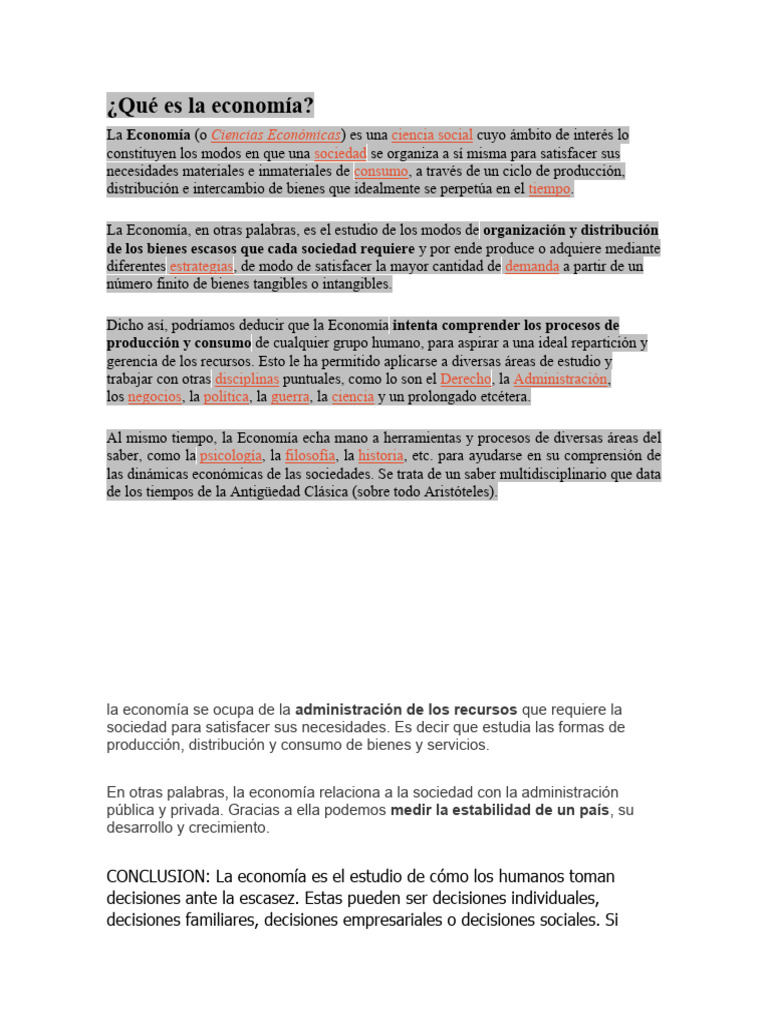 Qué Es La Economía | PDF | Bienes | Sociedad