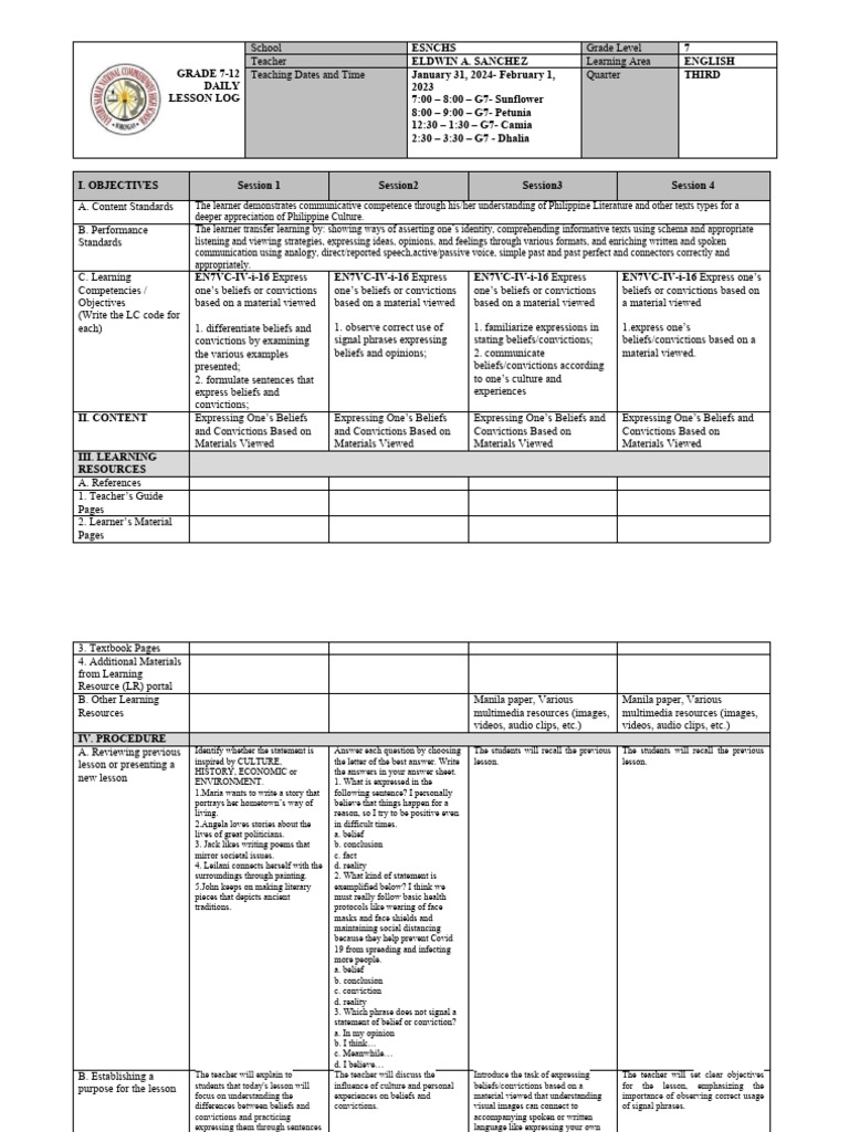 DLL Q3 week 4 | PDF | Learning | Experience