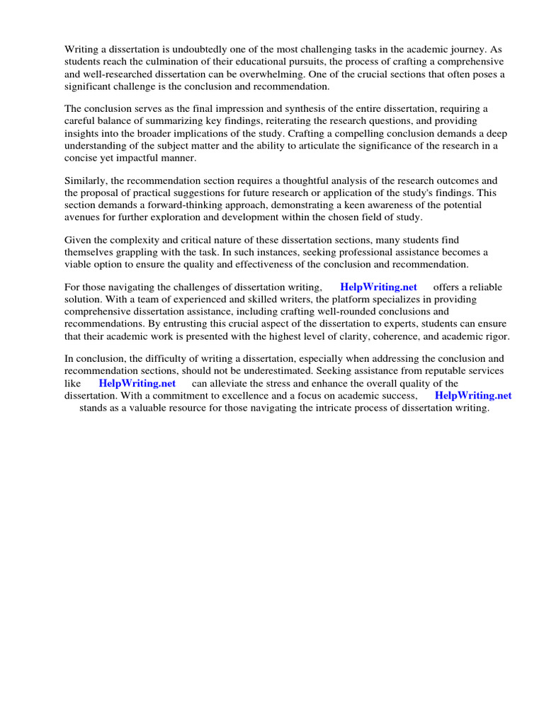 How To Write Conclusion and Recommendation in Dissertation | PDF | Thesis | Essays