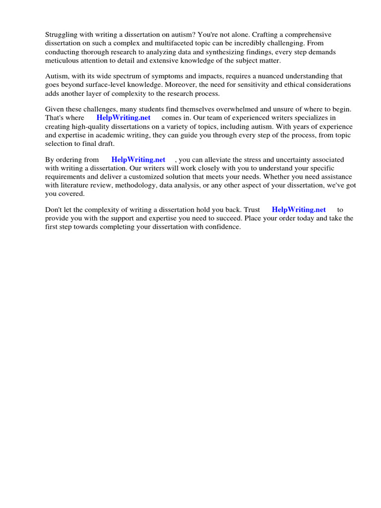 Autism Dissertation Examples | PDF | Autism Spectrum | Individualized Education Program