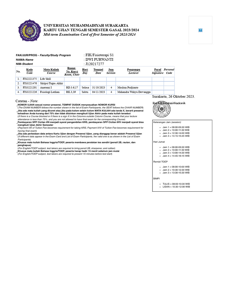 Jadwal Uts 2023 | PDF